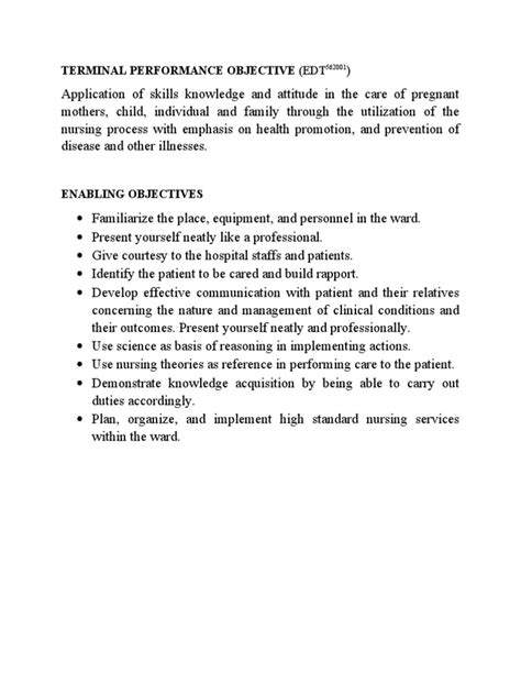 Terminal Performance Objective Edt Pdf