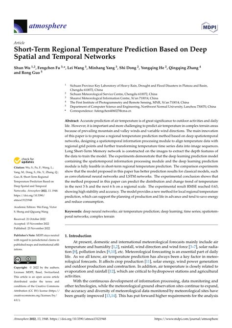 pdf short term regional temperature prediction based on deep spatial