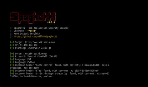 Spaghetti Scan The Security Of Your Web Applications