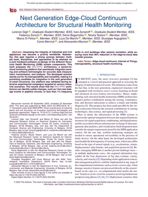 Pdf Next Generation Edge Cloud Continuum Architecture For Structural Health Monitoring