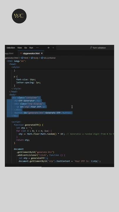 Make Otp Generator App Using Html Css And Javascript Javascript Project Htmlcssjavascript