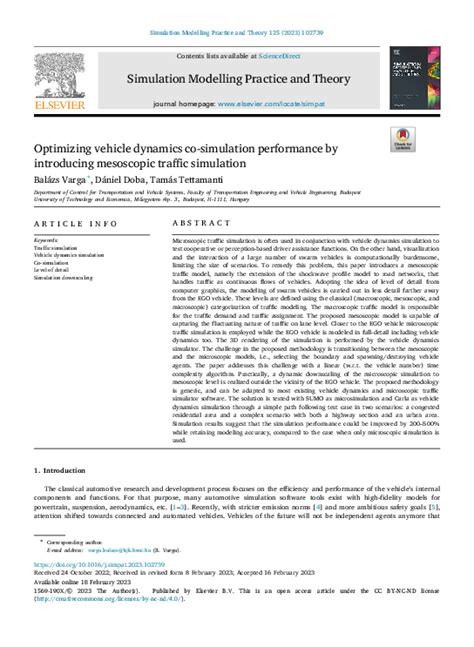 pdf optimizing vehicle dynamics co simulation performance by