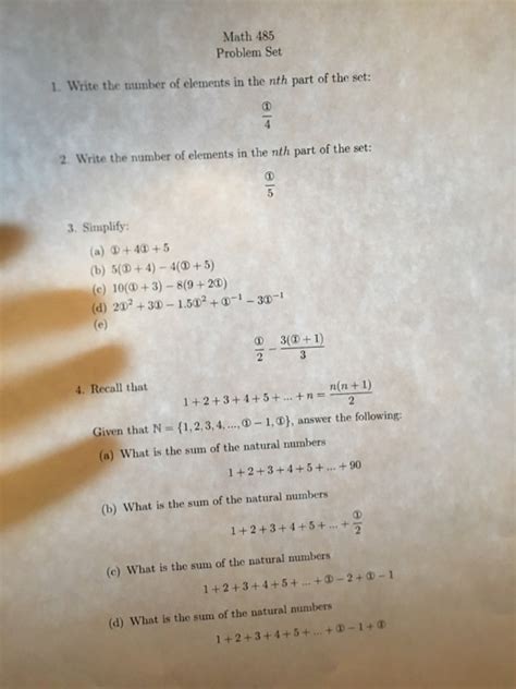 Solved Math 485 Problem Set 1 Write The Number Of Elements