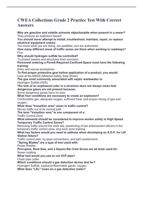 Cwea Collections Grade 2 Practice Test With Correct Answers Cwea Stuvia Us