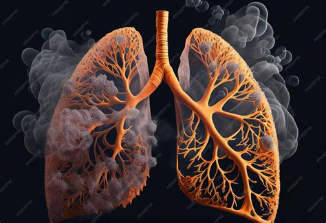 Pulmão Humano Com Fumaça Doença Pulmonar Da Ilustração De Fumar Ai