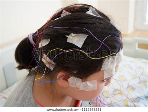 Girl Eeg Electrodes Attached Her Head Stock Photo Shutterstock