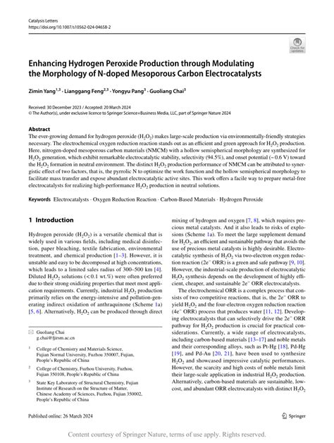 Enhancing Hydrogen Peroxide Production Through Modulating The Morphology Of N Doped Mesoporous