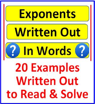 Exponents In Words 20 Examples Written Out By David Filipek TPT