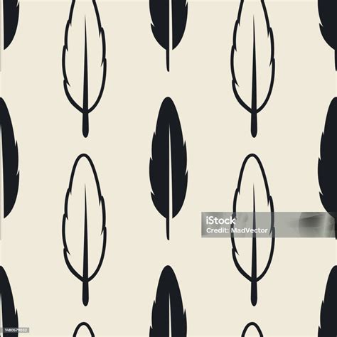 흰색 배경에 다른 검은 솜털 깃털 실루엣이 있는 벡터 매끄러운 패턴 플라밍고 천사 벽 종이 섬유를 위한 새 깃털의 디자인 템플릿