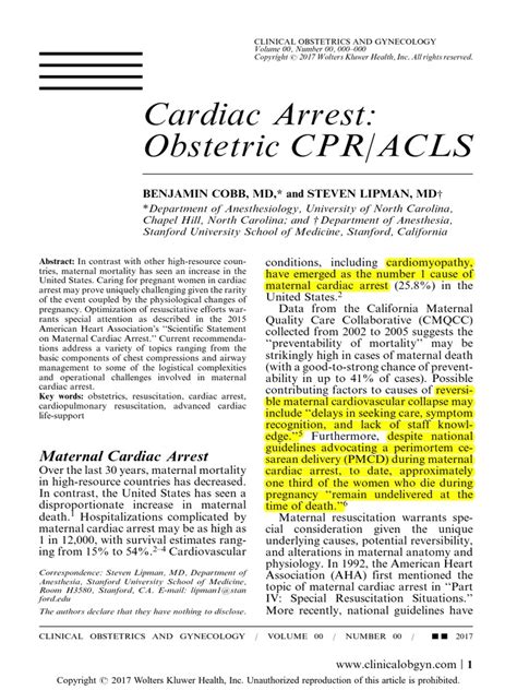 Obstetrics Acls Pdf Cardiopulmonary Resuscitation Cardiac Arrest