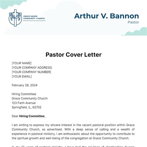 Free Pastor Cover Letter Template To Edit Online