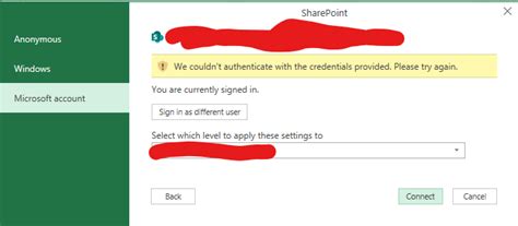Excel Says I Have Invalid Credentials When I Try To Use Power Query