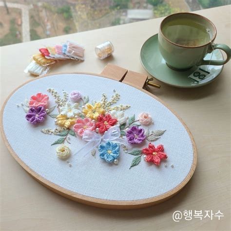 프랑스자수 웰컴 꽃자수 네이버 블로그