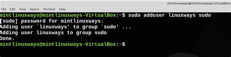 adding users to sudo group on linux mint 20 linuxways