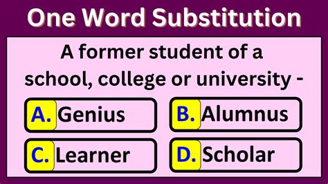 One Word Substitution Quiz One Word Substitution English Grammar Test