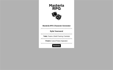 Masteria Char Generator