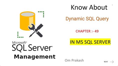 Dynamic Sql Query Youtube