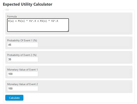 Expected Utility Calculator Calculator Academy
