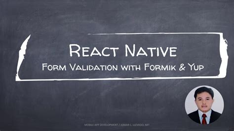 Lecture 6 React Native Form Validation Youtube