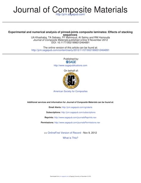 Pdf Experimental And Numerical Analysis Of Pinned Joints Composite Laminates Effects Of