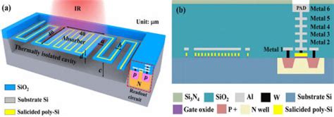 A 3d Schematic Structure Of The Proposed Cmos Microbolometer And The Download Scientific