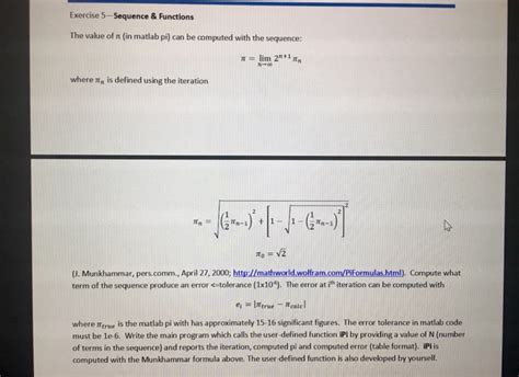 solved the value of pi in matlab pi can be computed with