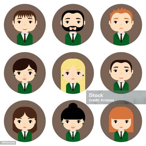 남자와 여자 아바타 얼굴을 미소와 함께 설정 합니다 여성 남성 만화 캐릭터입니다 사업 사업입니다 아름 다운 사람들 아이콘입니다 사무실 근로자입니다 개성 개념에 대한 스톡