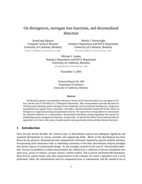 Pdf On Divergences Surrogate Loss Functions And Dokumen Tips