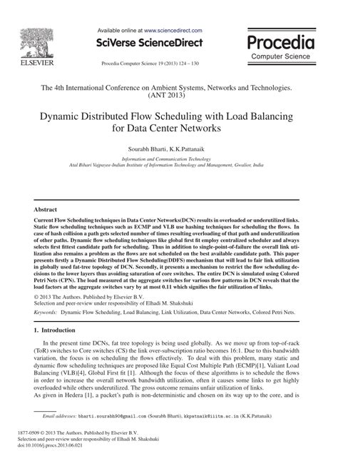 Pdf Dynamic Distributed Flow Scheduling With Load Balancing For Data Center Networks