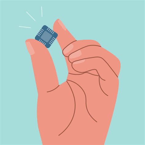 Human Hand Holds Computer Chip Concept Of Global Shortage Of