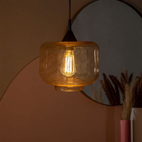 Lámpara De Techo Colgante De Cristal Cobre 1 Luz E27 Greta 25 Cm Y