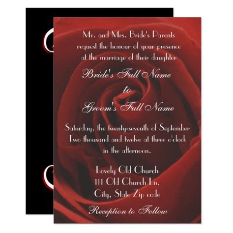 Elegant Classic Red Rose Wedding Invitation