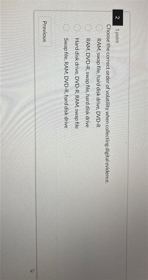 Solved 21 ﻿pointchoose The Correct Order Of Volatility When