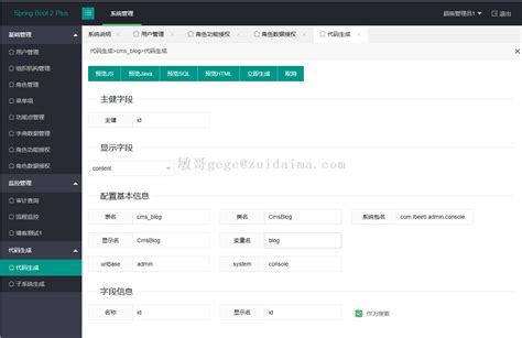 一个基于SpringBoot 的网站后台管理系统springboot plus 代码 最代码