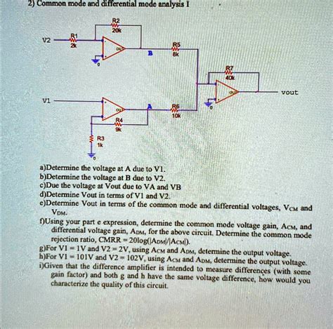 Common Mode And Differential Mode Analysis I A Determine The Voltage At A Due To V1 B Determine