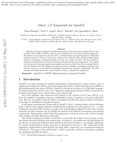 Pdf Cf4ocl A C Framework For Opencl