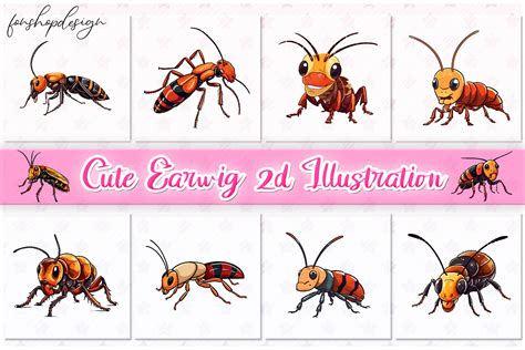 Cute Earwig 2d Illustration Graphic By Fonshopdesign · Creative Fabrica