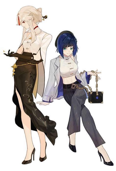 Yelan Ningguang Ningguang And Yelan Genshin Impact Drawn By
