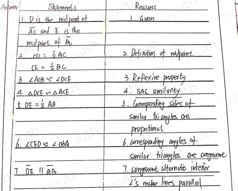 Solved The Table Below Is An Incomplete Proof To Show De 1 2 Ab And Overline De Overline Ab