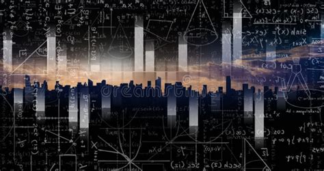 Image Of Mathematical Formulas Over Cityscape Stock Illustration Illustration Of Generated