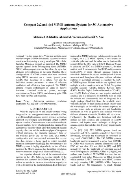 Aces Journal June 2021 Paper 9 Pdf Antenna Radio Mimo