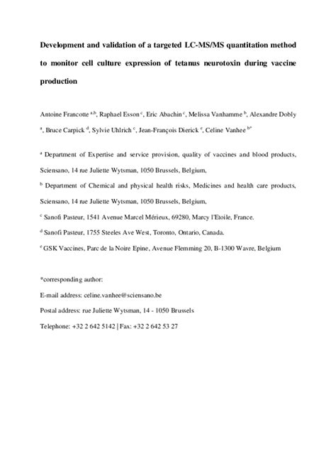 Pdf Development And Validation Of A Targeted Lc Ms Ms Quantitation Method To Monitor Cell