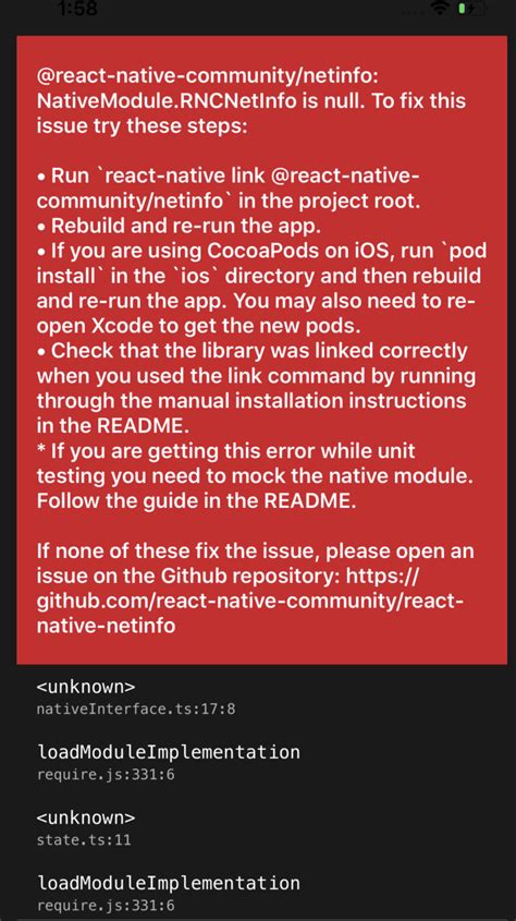 NativeModule RNCNetInfo Is Null Event With Latest Version Issue React Native