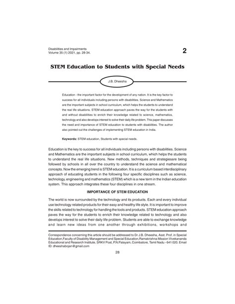 Pdf Stem Education To Students With Special Needs