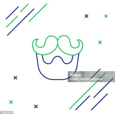 흰색 배경에 고립 된 라인 콧수염과 수염 아이콘 이발소 기호 얼굴 머리 스타일 다채로운 개요 개념 벡터 가공의 인물에 대한 스톡 벡터 아트 및 기타 이미지 Istock