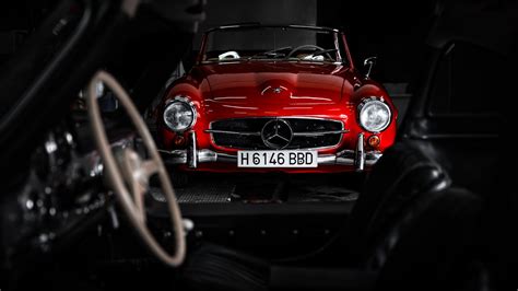 300sl Car Red 가장 밝은 부분 경주 유산 경주용 차 고급 자동차 고전적인 디자인 골동품 구식 타이머