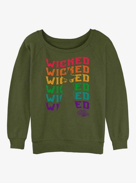 Wizard Of Oz Wicked Wavy Girls Slouchy Sweatshirt Green Hot Topic