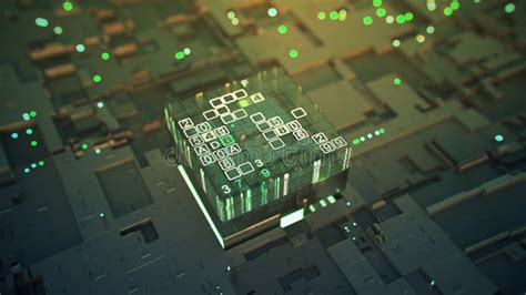 Red Central Processing Unit Is Decoding Data 3d Rendering Illustration Stock Illustration