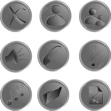 Vector Grey Round Web Buttons Set Office Image Round Vector Office Image Round PNG And