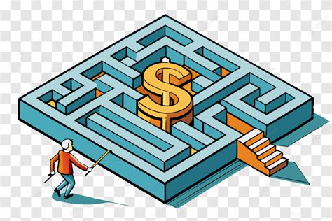재정적 성공과 안정성을 추구하는 사업가와 함께 돈을 테마로 한 미로의 아이소메트릭 예술 작품 미로 달러 표시 사업 Png 일러스트 및 이미지 에 대한 무료 다운로드